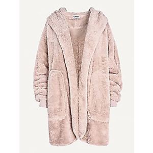 UnHide Shleepy Faux Fur Robe - Lightweight, Extra Soft, & Warm Wearable Blanket - Made From Soft Polyester Faux Fur Material - Machine Washable - Rosy Baby - Medium