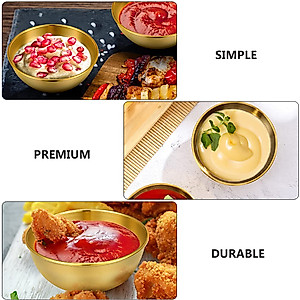 BESTonZON Sauce Dish 8pcs Golden Dipping Bowls, Stainless Steel Dip Soy Sauce Dishes & Bowl, Multipurpose Side Dish for Sauce, Condiments, Sushi, BBQ - Chip and Dip Serving Bowl Set