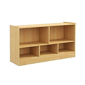 IFANNY Toy Storage Organizer, 2-Tier Kids Bookshelf, 5 Cube Kids' Bookcases, Cabinets & Shelves, Wooden Toy Shelf Organizer, Small Book Shelf for Kids Rooms, Playroom, Classroom, Nursery (Burlywood)