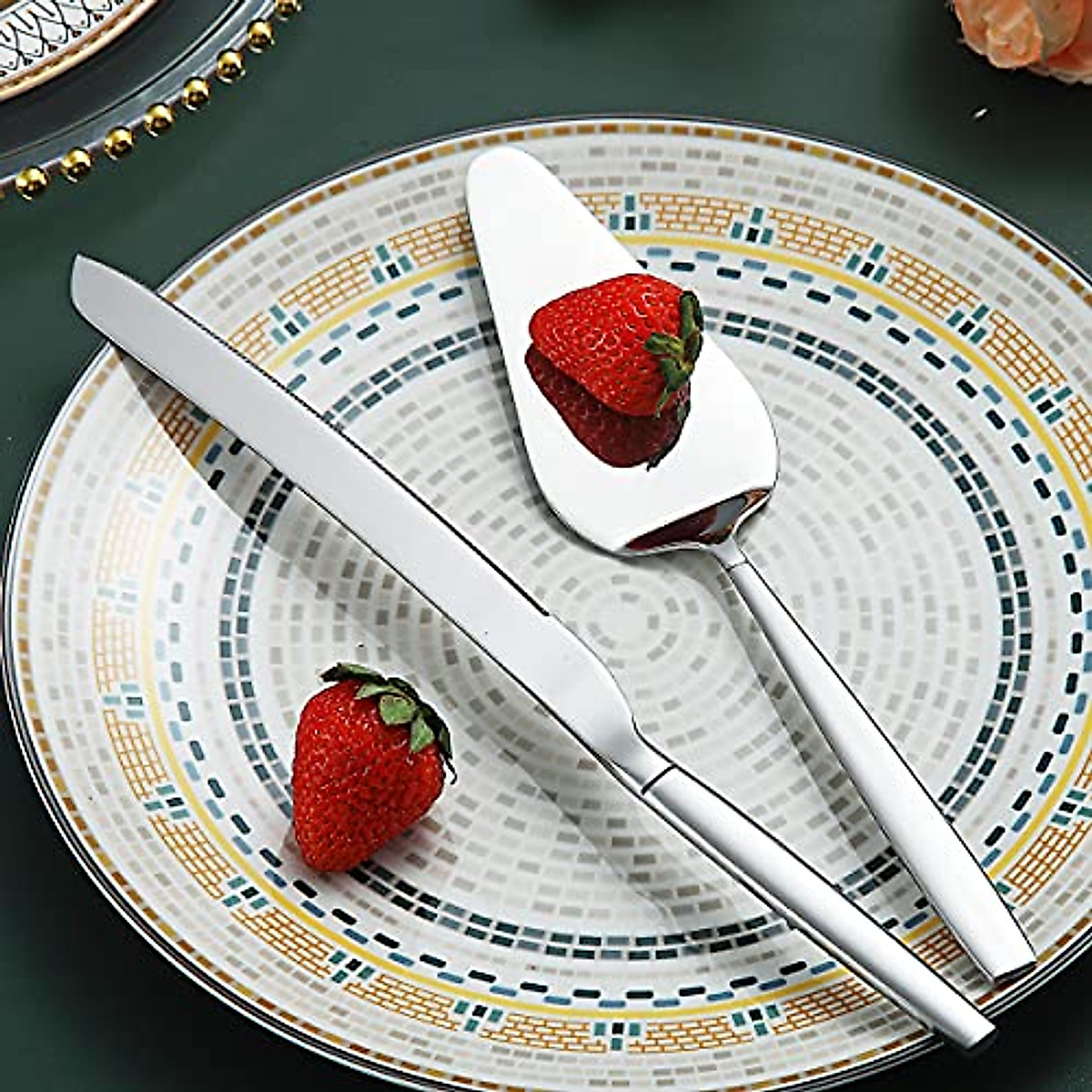 Berglander Wedding Cake Knife and Server Set, Stainless Steel Cake Cutting Set For Wedding Include Cake Cutter And Cake Server Perfect For Wedding, Birthday, Parties and Events