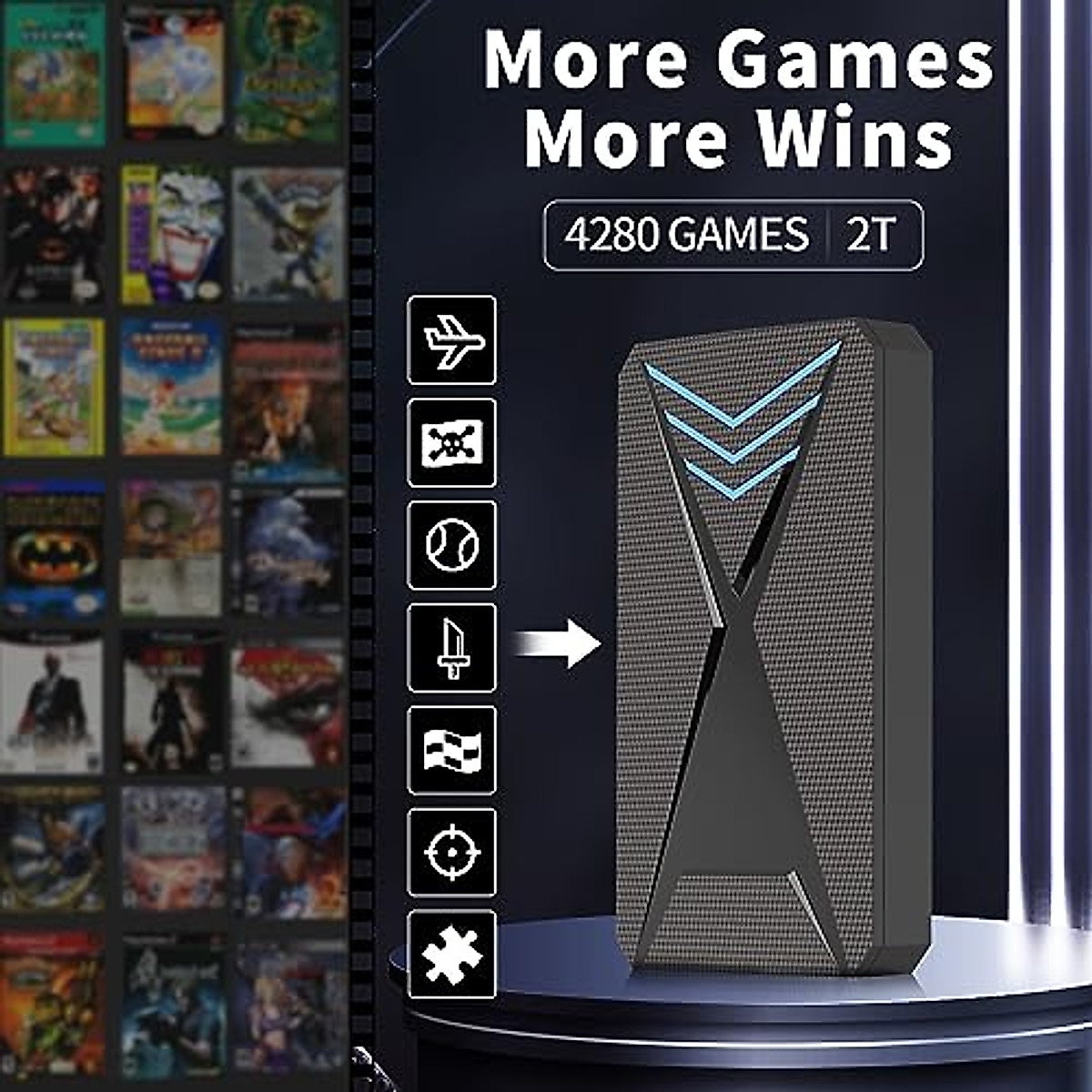 Emulator Console 2T Hard Drive Retro Game Console with Built in 4280 Games, Plug and Play Video Game Console, Game System Compatible with 18 Emulators