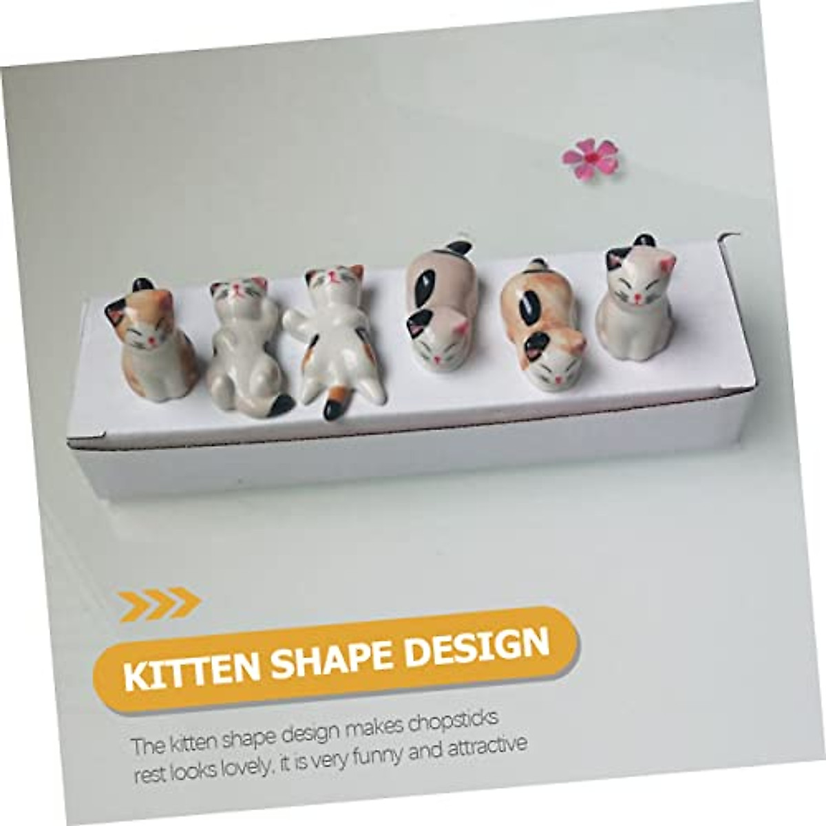Ciieeo 6pcs Cat Chopstick Rest Chopstick Rack Pillow Ceramic Chopsticks Stand Tableware Holder Ceramic Rabbit Figurine Decorative Chopstick Rest Spoon Rest Holder Kitten Ceramics