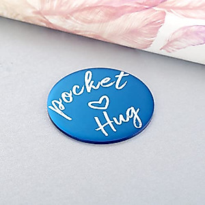 MIXJOY 2-Sided Little Pocket Hug Token Thinking of You Miss You Gift - You are Braver Than You Believe Cheer Up Gifts Good Luck Cancer Get Well Soon Coin, 1.5", Blue