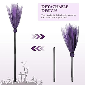 Veemoon Halloween Witch Flying Broom Mesh Tulle Removable Handle Witch Broom Masquerade Show Dress Up Wonder Broom Witch Broom for Halloween Cosplay Party (Random Colour)