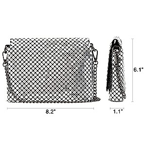 inOne Evening Handbag Purse Crossbody Party Wedding Nightclub Shoulder Bag for Women - Metal Sequins Silver