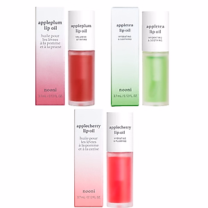 Nooni Korean Lip Oil - Appletea, 0.12 Fl Oz + Korean Lip Oil - Applecherry, 0.12 Fl Oz + Korean Lip Oil - Appleplum, 0.12 Fl Oz Bundle