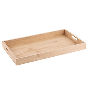 Bamboo Serving Tray Bamboo Decor - Five Piece Nested Breakfast Bamboo Tray - Wood Crafts Trays for Organizing | Bathroom Tray - Food Trays for Party Buffet Montessori Wooden Trays for Serving