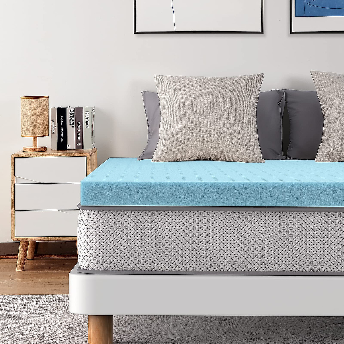 iHomy 3 Inch Memory Foam Mattress Topper Cooling Gel Infused King Mattress Toppers (King, 3 Inch (No Cover))