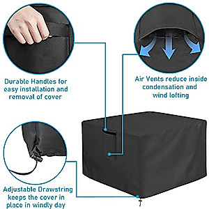 Westeco Fire Pit Cover Square 50 Inch Heavy Duty Waterproof Patio Table with PVC Liner Fits for 46/48/50 Gas Large 50In Firepit Outdoor, Black, 50InL x 50InW x 24InH