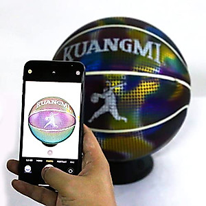 Kuangmi Reflective Glowing Basketball Holographic Luminous for Night Game Light Up Basket Ball Men's Official Size 7 29.5",(Colorful-A)
