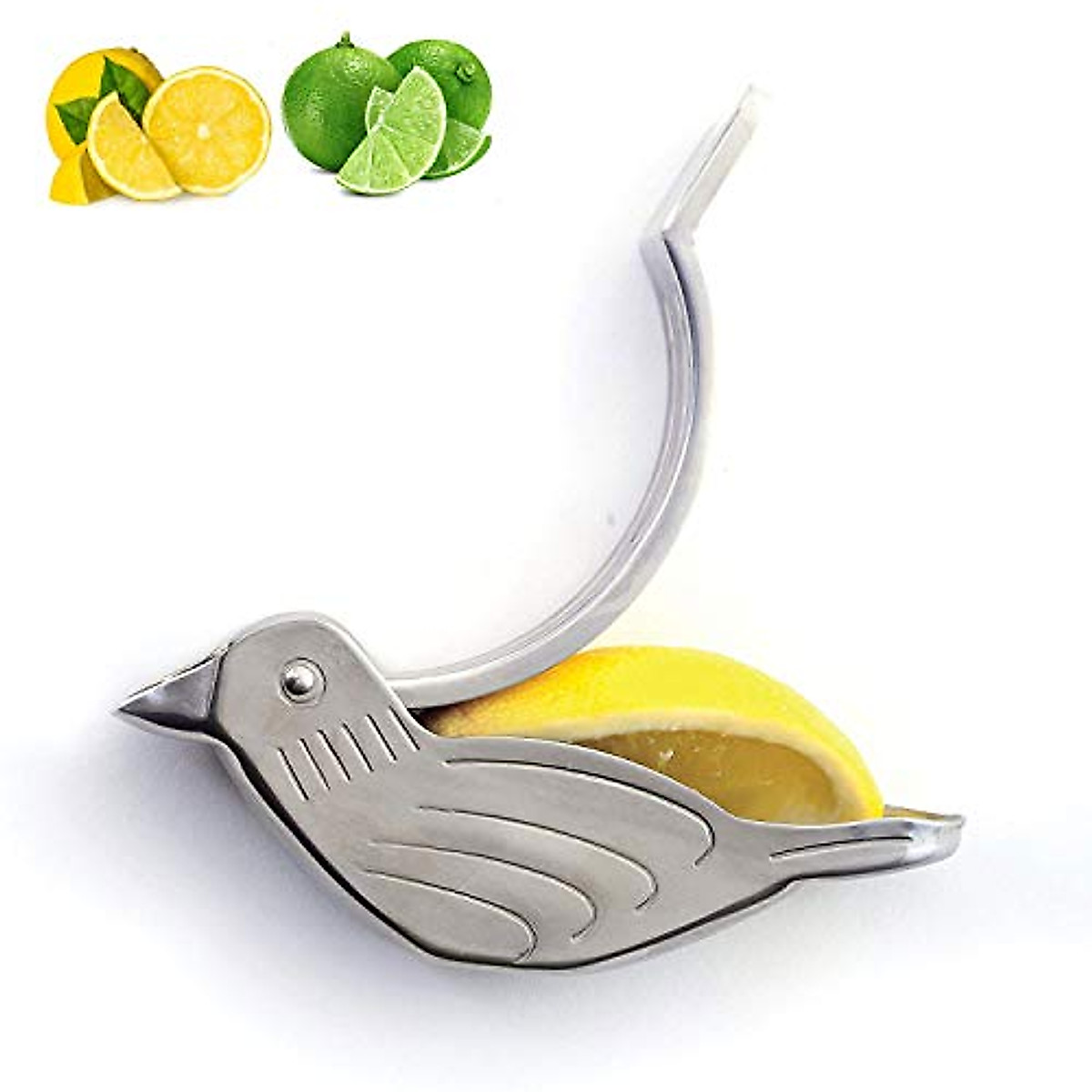 Genting stainless steel manual lemon juicer and lime squeezer, silver (2 pieces)Bird shape lemon juicer