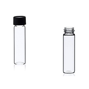 MagnaKoys® 2 Dram 1/4 oz Clear Glass Vials w/Black Caps for Essential Oils & Liquids (pack of 5)