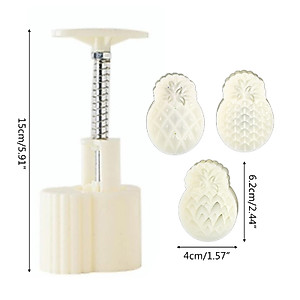 HOWEDING 50g Cute Pineapple Shaped Pastry Moulds Mooncake Molds Mooncake Stamps Hand Pressure Plastic Material Baking Accessories mooncake stamp 50g