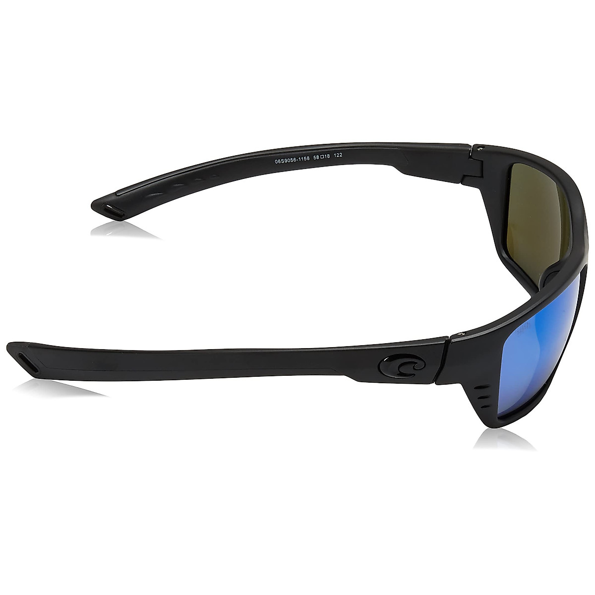 Costa Del Mar Mens Whitetip Rectangular Sunglasses, Blackout/Blue Mirrored Polarized-580G, 58 mm