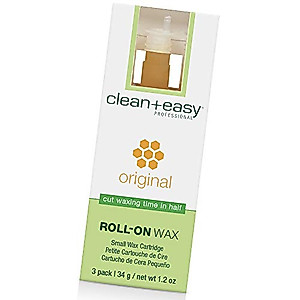 Clean + Easy Small Original Roll On Wax Refill for Wax Cartridge, Hygienic Depilatory Hair Removal Treatment, Removes Fine to Coarse Hairs, Perfect for Delicate Skin - 3 Packs
