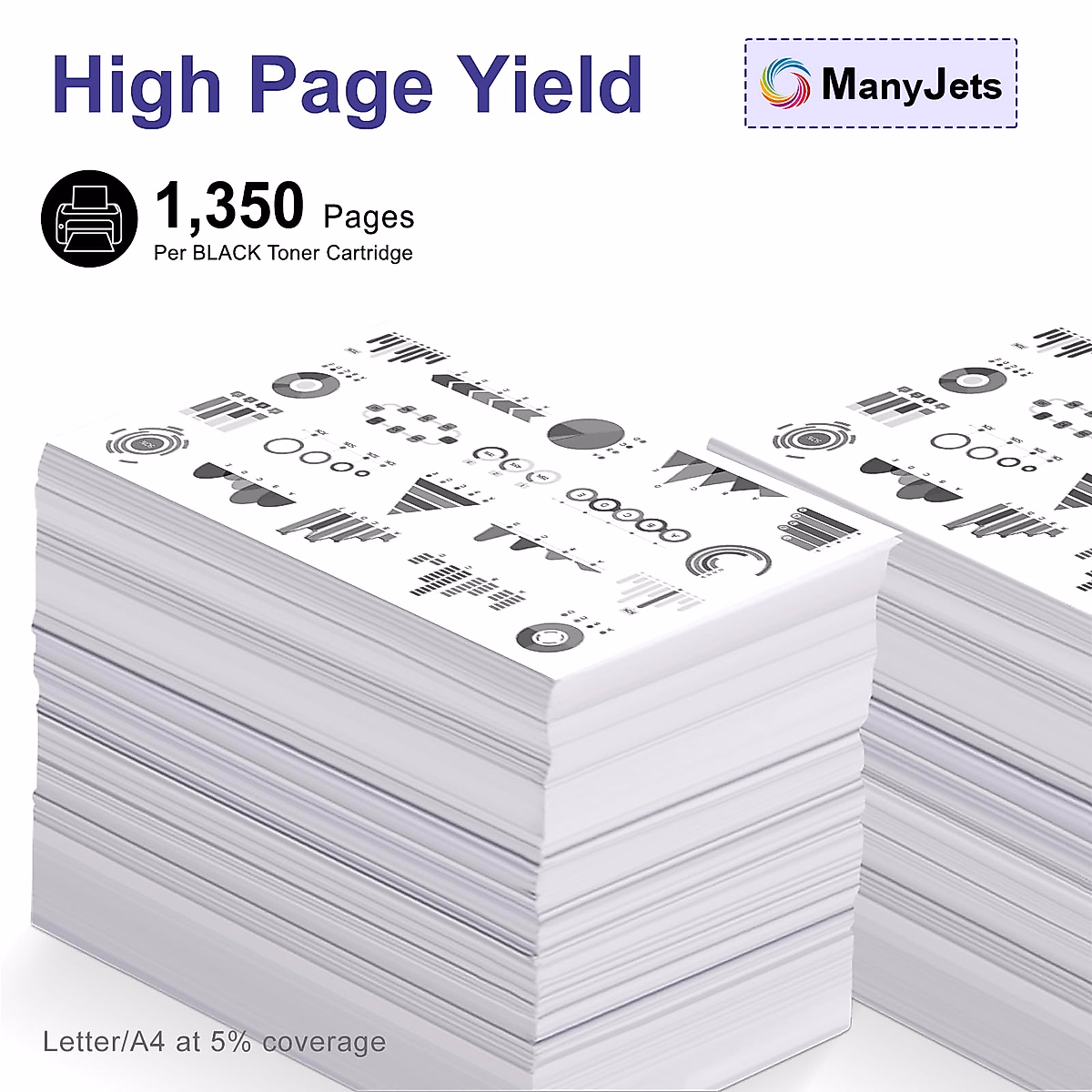 ManyJets 206A Compatible Toner Cartridge with Chips Replacement for HP 206A W2110A 206X W2110X Black Work with HP Pro M283fdw M255dw M283cdw M282nw M283fdn M255nw Printer (Black,2-Pack,with Chips)