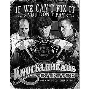Signs 4 Fun SIG3KG 3 Stooges Knucklehead Metal Tin Sign, Grey