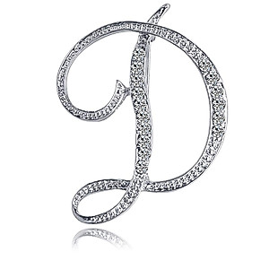 Letter Brooch Pins Initial Rhinestone Brooch for Women Crafts Silvery D