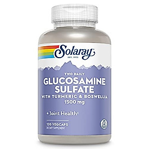 SOLARAY Glucosamine Sulfate 1500 mg, 2 Daily | Healthy Joint Support with Turmeric & Boswellia (60 Serv, 120 CT)
