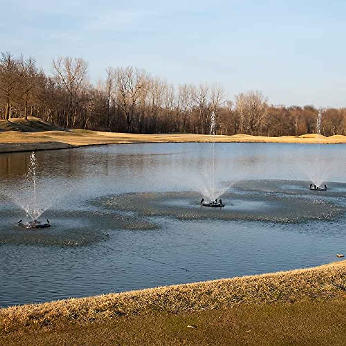 HALF OFF PONDS Aqua Marine Floating Fountain with Large Float, (3) Spray Pattern Nozzles, 3,000 GPH Pump with 100' Cord and (3) 3-Watt Color Changing Light Kit with Remote - AQF30003X3-100