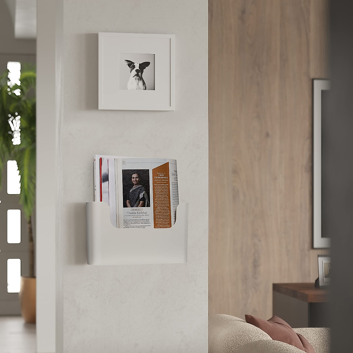 YOHOM No Drilling File Holder Wall Mails Magazines Organizer Adhesive Door Mount, Single Pocket, Off-white