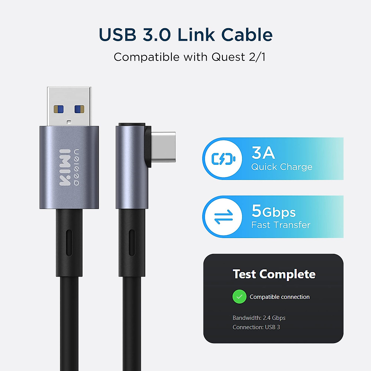 KIWI design Link Cable 16FT Compatible with Quest 2/1/Pro and Pico 4, 3.0 Link Cable Accessories for PC VR Headset