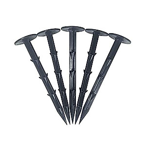One Stop Outdoor (100-PACK) 6" Heavy Duty Professional Grade Plastic Landscape & Garden Spikes - Multi Use Weed Fabric, Erosion Netting & Tarp Stakes (6" Inch Stake)