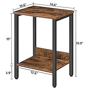 ALLOSWELL End Table, Side Table with Storage Shelf, Nightstand for Small Spaces, Bedside Table, for Living Room, Bedroom, Easy Assembly, Rustic Brown ETHR5001
