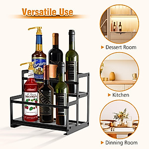 Gyykzz Coffee Syrup Rack Organizer, 2 Tier 6 Bottles Coffee Syrup Holder, Metal Syrup Stand for Coffee Bar, Syrup Bottle Storage for Liquor, Syrup, Wine, Dressing for Kitchen Coffee Countertop