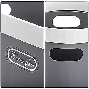 ZENFUN 2 Pack 4.7 Gallon Plastic Slim Trash Can with Press Ring, Narrow Garbage Bin Wastebasket Garbage Container Bin with Handles for Living Room, Bathroom, Kitchen, Office, Grey & Black