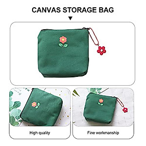 Healifty 1 pc Zipper Charm Bag- Purse Organiser Makeup Compact Portable Practical Storage Green for Nursing Multipurpose Coin and Tie Travel Products Tampons Girls Decorative Earphone