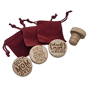 Tangico 99-2319 Wine Stopper Trio Mom, Mother's Day, Gift for Bar Kitchen, Wine, Wine Stopper, Wine Stoppers