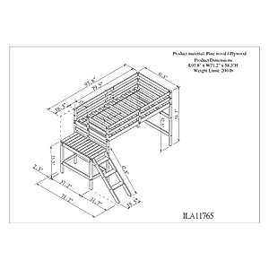 CITYLIGHT Twin Loft Bed with Platform and Ladder, Wood Low Loft Bed for Kids, Junior Loft Bed Twin with Spacious Underneath Space for Children Girls Boys Bedroom,No Box Spring Needed, Grey