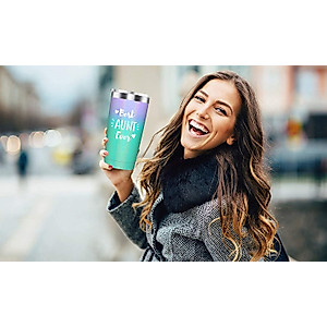 Best Aunt Ever-Stainless Steel Insulated Aunt Tumbler Cup Birthday Christmas Gifts for Aunt from Niece Nephew Gifts for Auntie,Aunt to be,New Aunt,Aunt Pregnancy Announcement 20 Ounce Multicolor
