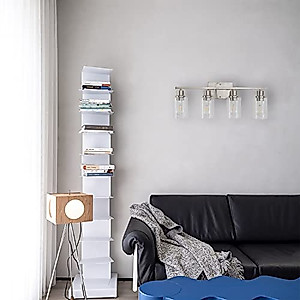 FILIMITIY 4-Light Bathroom Light Fixtures, Brushed Nickel Vanity Light with Clear Glass Shade,Modern Wall Sconce for Mirror Bedroom Hallway Farmhouse Kitchen