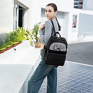 MYHOZEE Leather Backpack Purse for Women - Fashion Backpack Girls with Cute Bowknot Satchel Bags Bookbag Casual Travel Daypacks, Black