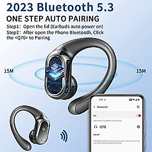 Wireless Earbuds Headphones Bluetooth 5.3, 50Hrs Playtime with LED Display, Over Ear Buds Noise Cancelling Mic, Stereo Bass Bluetooth Earbuds with Earhooks, IP7 Waterproof Earphones for Sports Workout