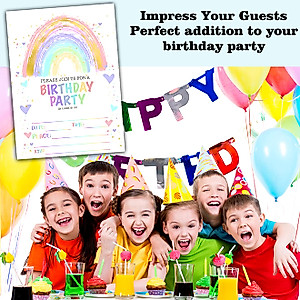 Nopoben Birthday Party Invitation Cards, Rainbow Birthday Party Invitation, Kids Party Celebration, 20 Cards With 20 Envelopes – (caihong01)