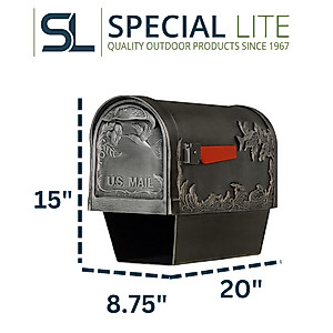 Special Lite Hummingbird Curbside Mailbox with Paper Tube - Swedish Silver Aluminum Mailbox for Post Mount - SCB-2005-SW