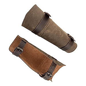 Valhalla Gear, Set of 2 Vambrace Bracers, Viking Style Hand Protector for Archery, Medieval Armband, Wrist Guard, Adjustable Buckles, Full Grain Leather, Handmade, Bourbon Brown