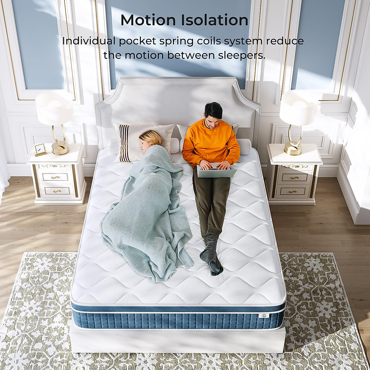 koorlian Full Size Mattress 10 Inch, Hybrid Full Mattress in a Box, Full Bed Mattress with Individual Pocket Springs and Pressure-Relieving Memory Foam, Breathable, Medium Firm Mattress 75"x54"x10"