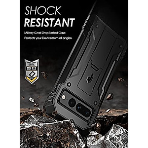 Poetic Revolution Series Case for Google Pixel 7 Pro 5G, Built-in Screen Protector Work with Fingerprint ID, Full Body Rugged Shockproof Protective Cover Case with Kickstand, Black