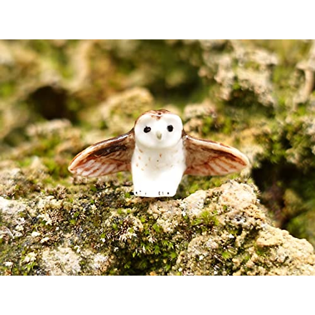 SSJSHOP Baby Owl Micro Tiny Dollhouse Figurines Hand Painted Ceramic Animals Collectible Gift Home Garden Decor