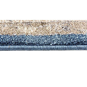 Unique Loom Salzburg Collection Classic Traditional Medallion Design Oriental Inspired Area Rug, 4' 0" x 4' 0", Blue/Beige