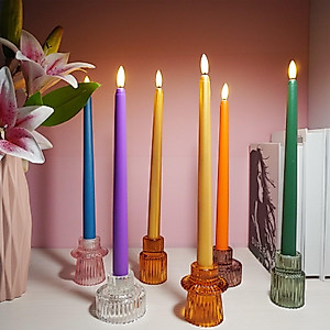 Ni-JASW Green Flameless Taper Candles with Remote, Flickering Battery Powered LED Candlesticks Set of 4