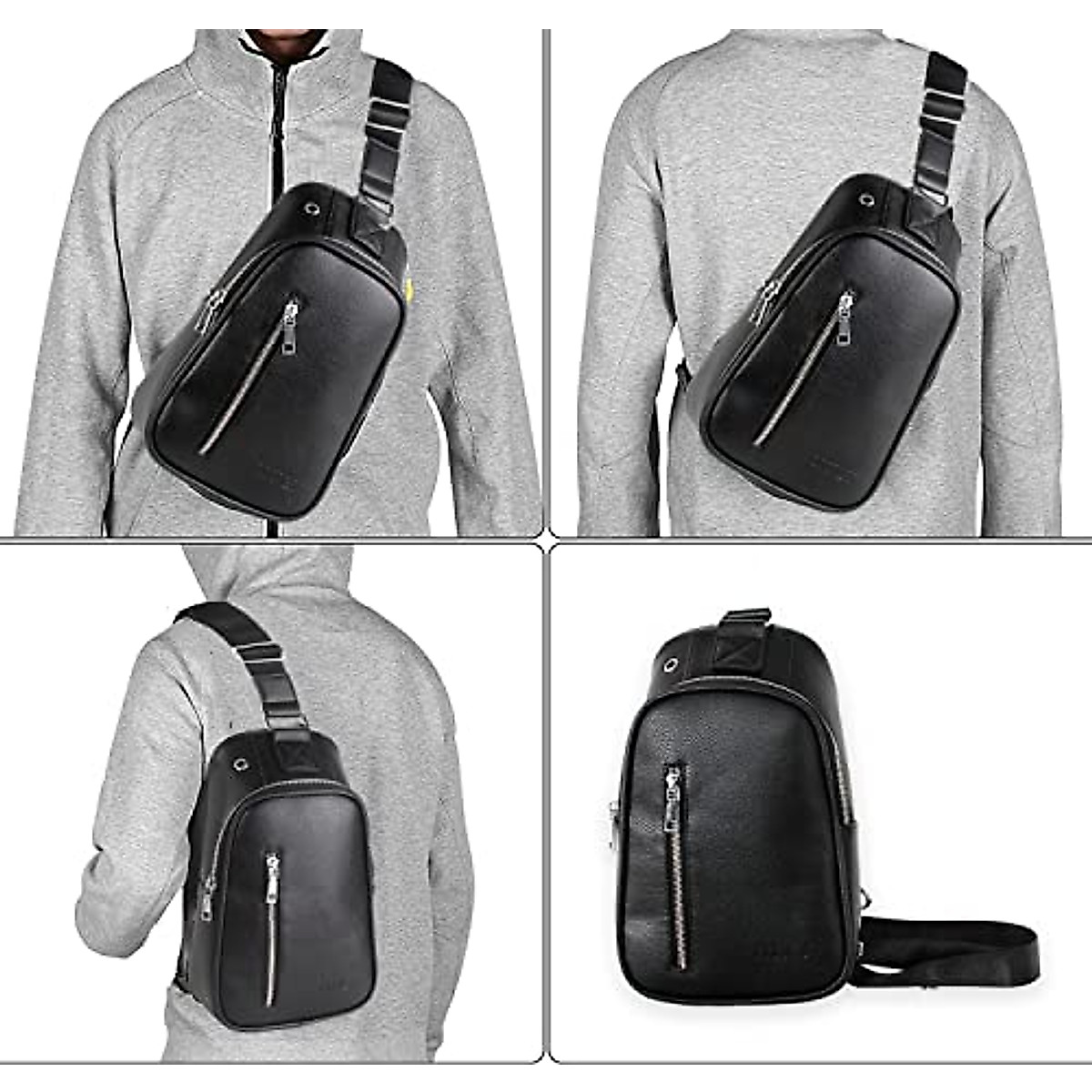 TITILT Leather Sling Bag for Men Chest Bag Waterproof and Multifunctional Comfortable Casual Daypack