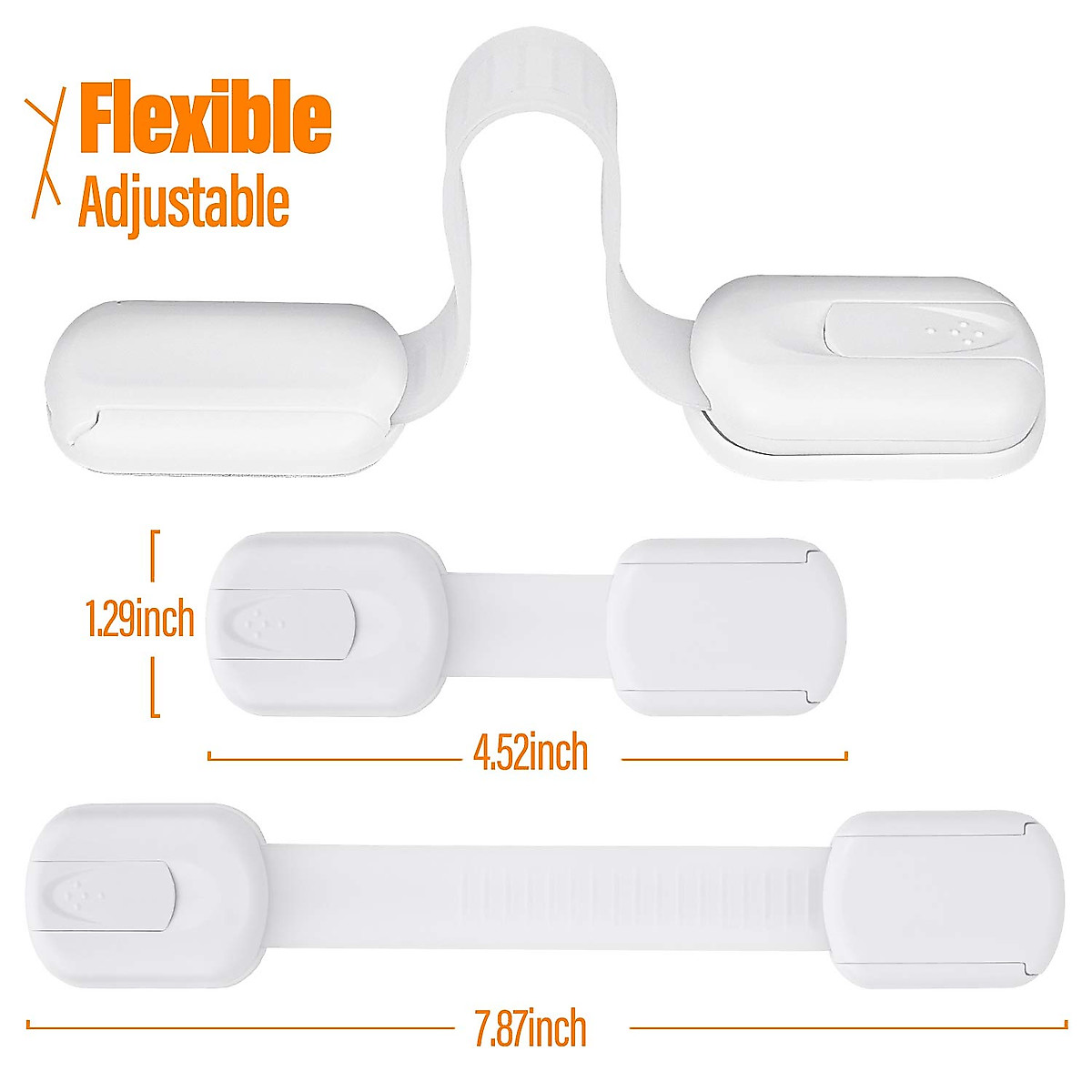 Goodv Baby Proof Cabinet Locks - 6 Pack Adjustable Child Safety Straps Used for Drawer Door Fridge Oven Toilet Seat Kitchen Cupboard Appliance Trash Can with 3M Adhesive