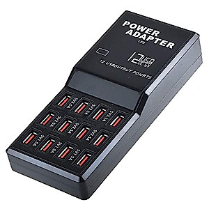 HOKC-N USB Charger, 60W 12-Port, USB Desktop Hub Wall Charger for iPhone, iPod, Galaxy and Other USB Multifunction Devices (Black)