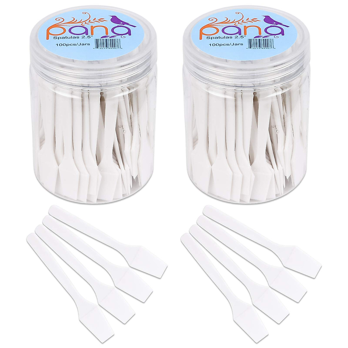 PANA (200 Pieces of White Color Cosmetic Make Up Disposable Plastic 2.5" Spatulas Skin Care Facial Cream Mask Spatula