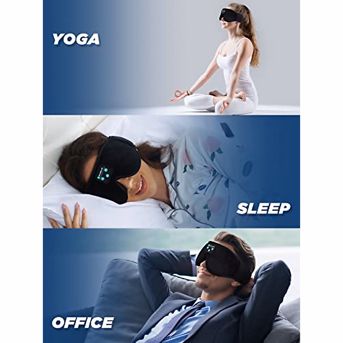 Bluetooth Sleep Mask, Boodlab Sleeping Headphones for Side Sleepers, Sleep Mask with Bluetooth Headphones with Adjustable Stereo Speakers Microphone Handsfree, Cool Gadgets Gift for Women Man